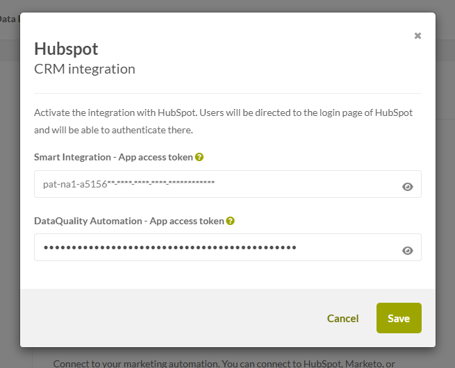 How to configure DataQuality Automation to use shared CRM connections for HubSpot