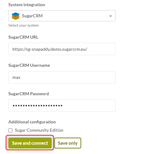 How to connect your SugarCRM account to snapADDY