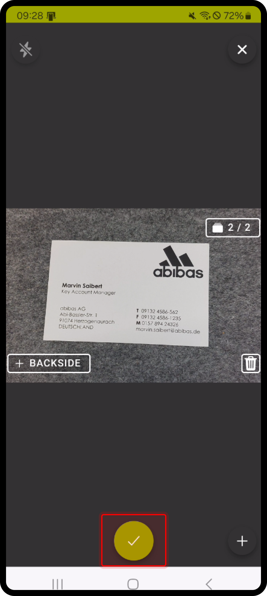 How can I scan more than one business card with the BusinessCards app?