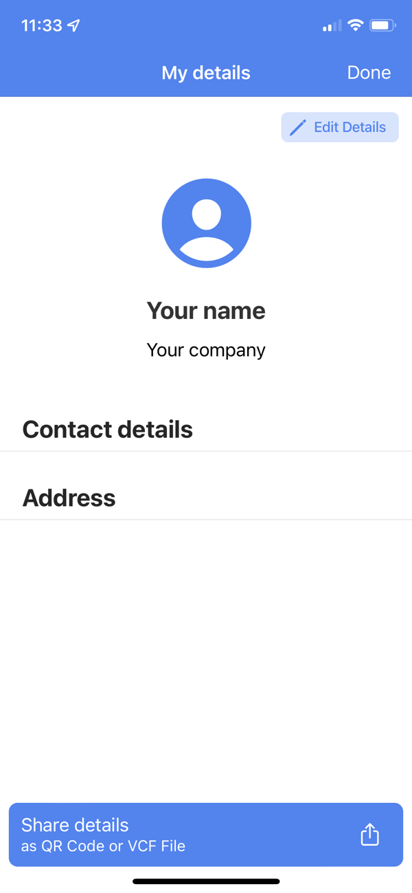 How to add your own contact data to the BusinessCards app