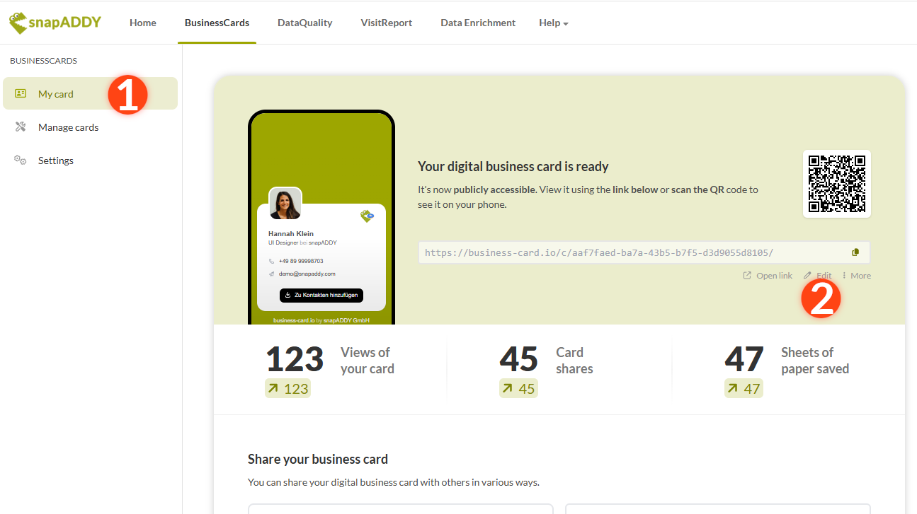 How to design snapADDY BusinessCards