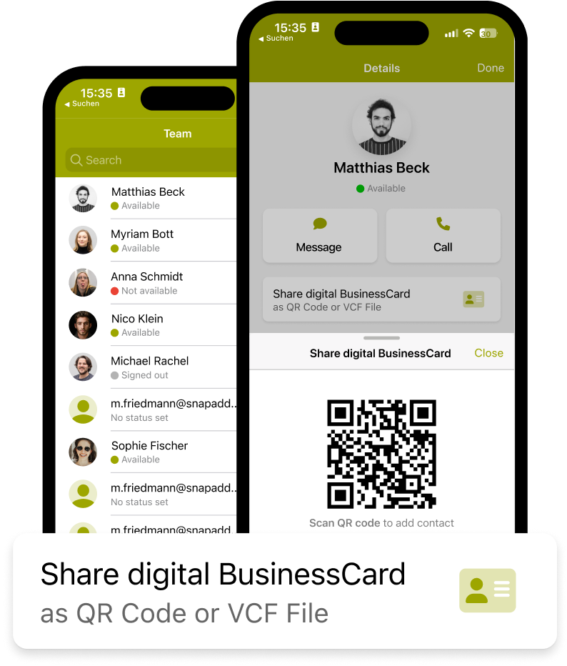 Share your colleagues' digital business cards