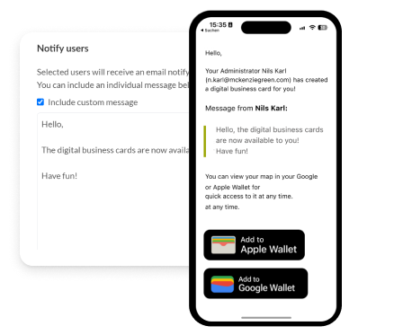 How do I manage the digital business cards of my organization?