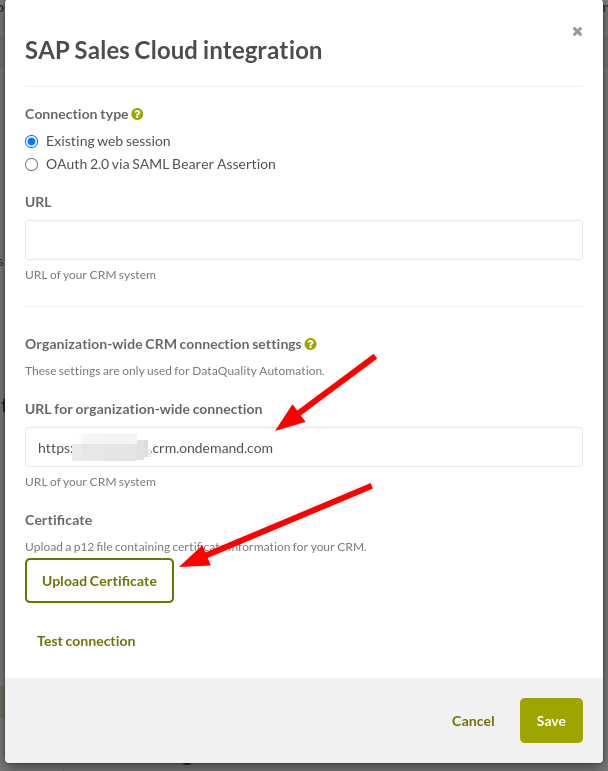 How to configure DataQuality Automation to use shared CRM connections for SAP
