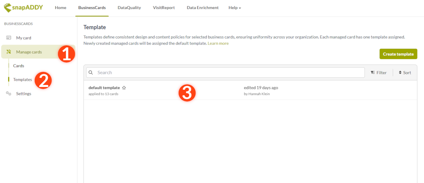 How can I define contact fields for me and my snapADDY BusinessCards?